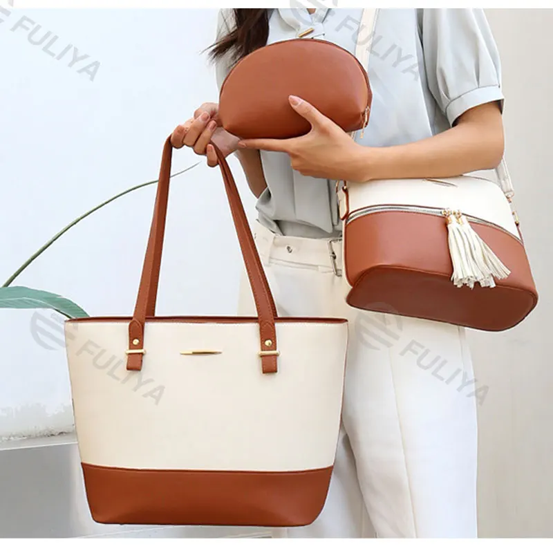 FULIYA Fashion Ladies Shoulder Tote Bag 3 in 1 Set