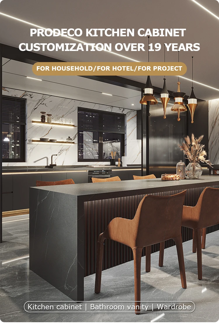 Prodeco High Gloss Designer Kitchen Cabinets Set - Modern Modular Design, OEM