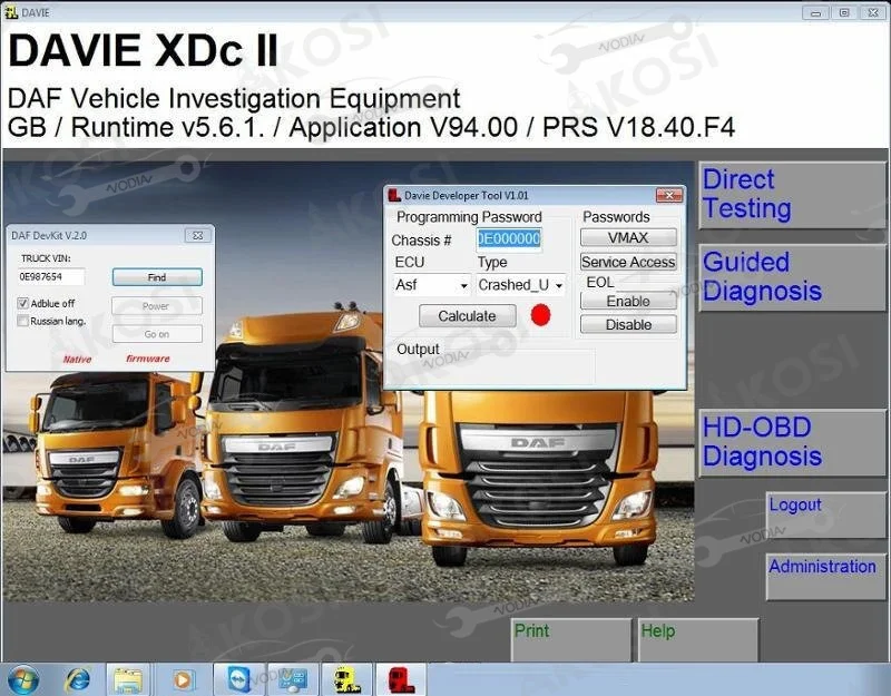 For Daf Paccar 560 Mux Daf Davie Heavy Duty Truck Diagnostic Scanner ...