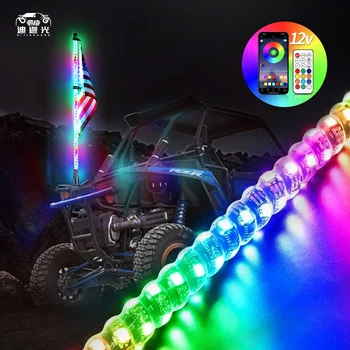 2ft 3ft 4ft 5ft 6ft Flexible Spiral Rgb Offroad Flag 5150 Bluetooh Utv ...