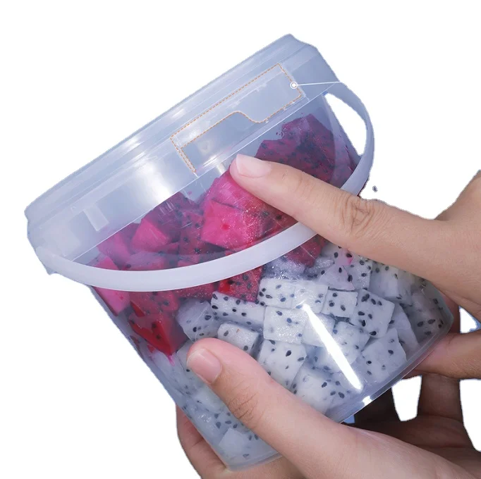Plastic Bucket Transparent Ice Cream Packing Pail Small Plastic Bucket ...