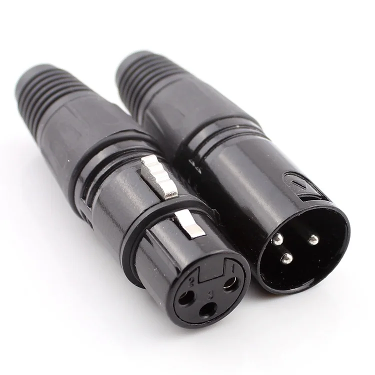 Xlr 3 Pin Male + Female Audio Adapter Black Microphone Connector Ktv ...