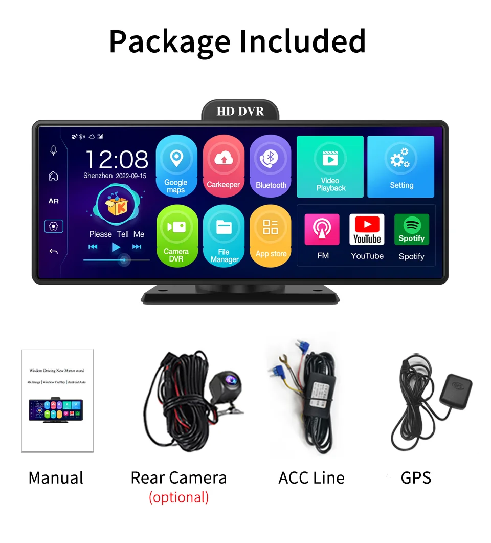 Android 10.0 ADAS Dash Cam - 10.26" HD 1080P IPS 4G 8core