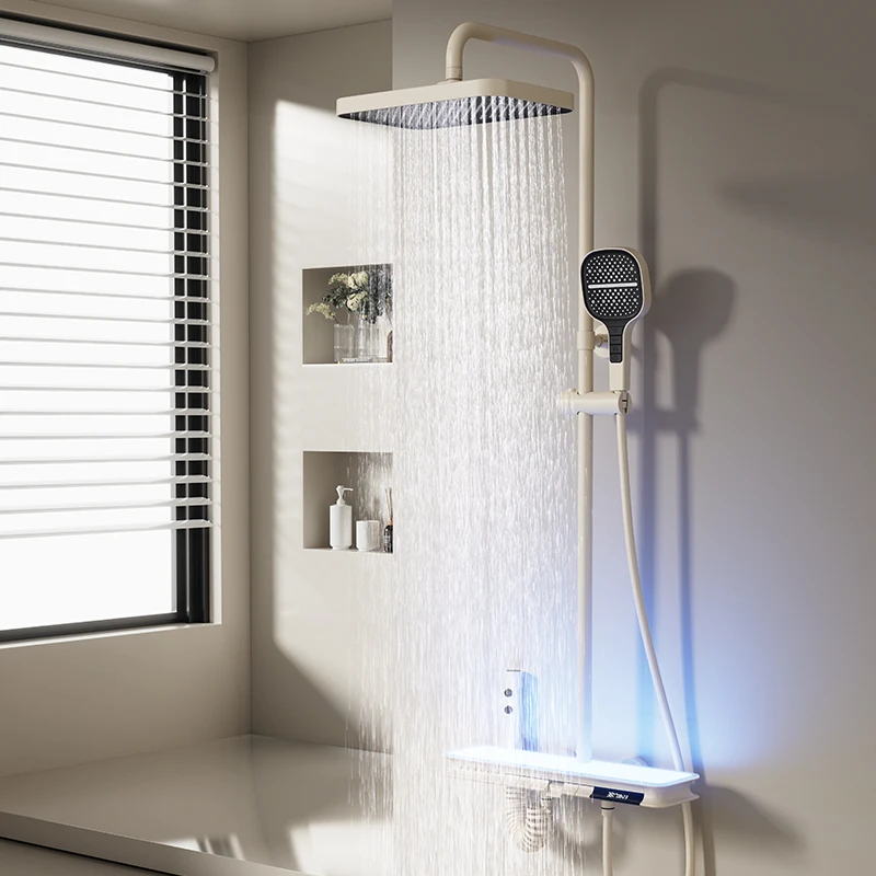 Brass Wall Mounted Shower Digital Display Light Bathroom LED Shower ...