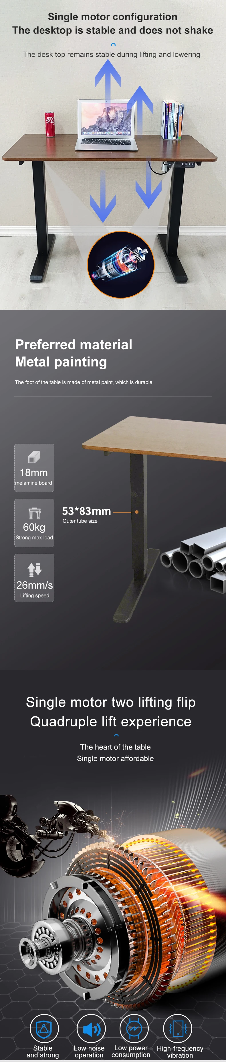 Office Desk Wooden Computer Desk Adjustable Electric Lifting Table