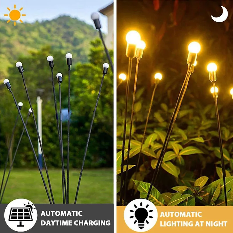 Outdoor Waterproof Rgb 6/8/10 Heads Led Firefly Garden Lamp Solar Power Firefly Lawns Garden ...
