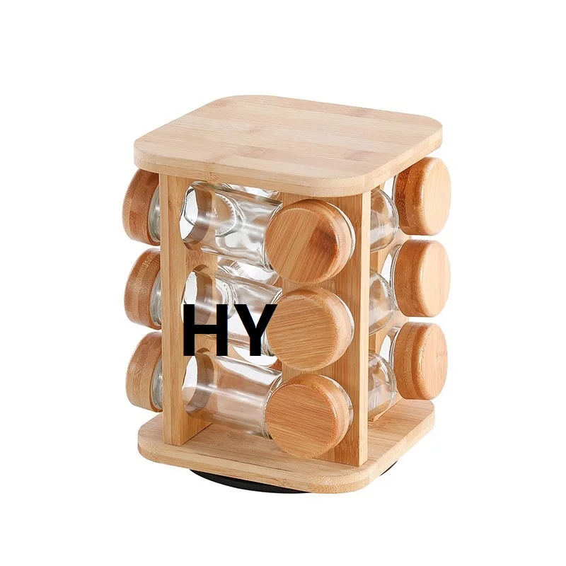 Multifunctional New Bamboo Spice, Rack 360 Degree Rotating 16 Jars ...