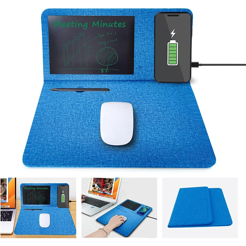 New Wireless Charging Mouse Pad 3-in-1 Foldable & Vertical Desk Pad 15W ...