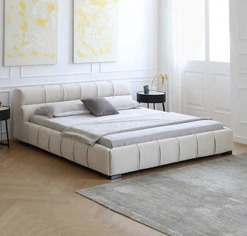 Italian Simple Fabric Light Luxury Bed Modern Bedroom Furniture Double ...