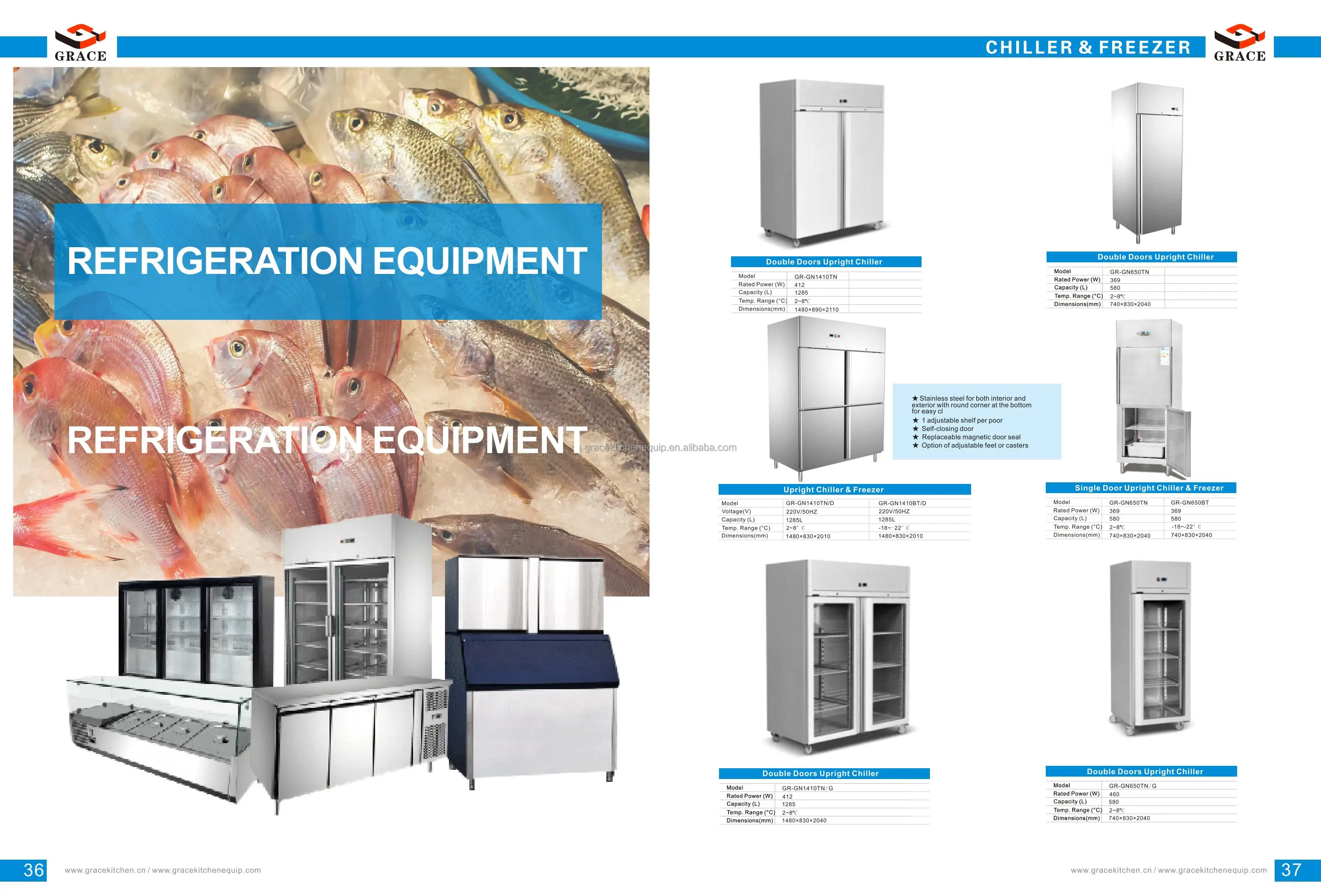Hotel Kitchen Stainless Steel Commercial Upright Freezer