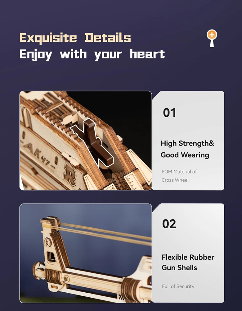 Robotime Rokr Tiktok Hot Selling 3d Wooden Puzzles Lq901 Ak 47 Rubber ...