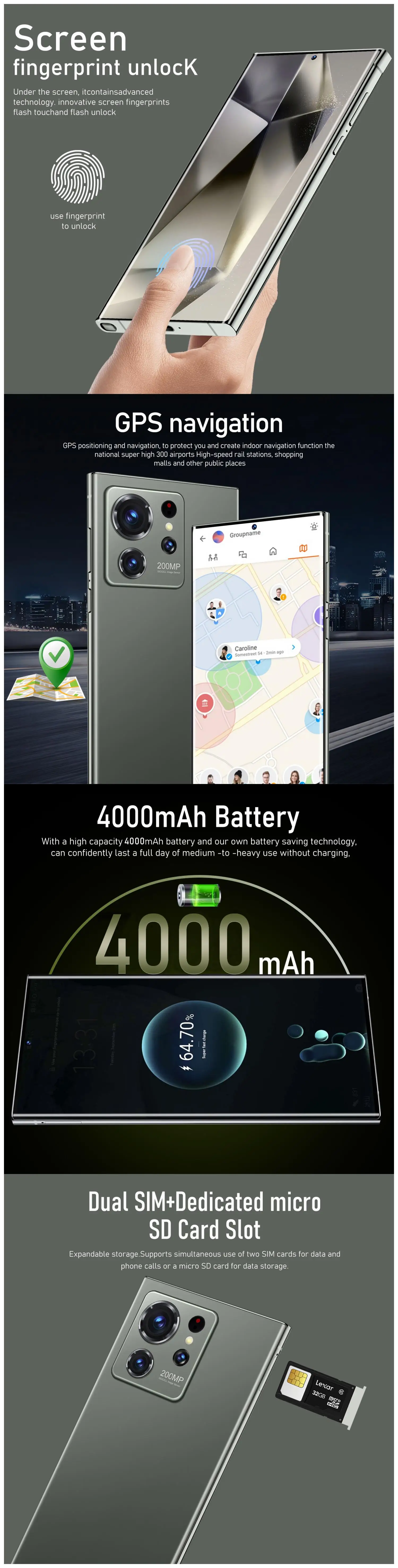 S24 Ultra Smartphone Large Screen 6.8-inch Mobile Phone 3gb+64gb ...