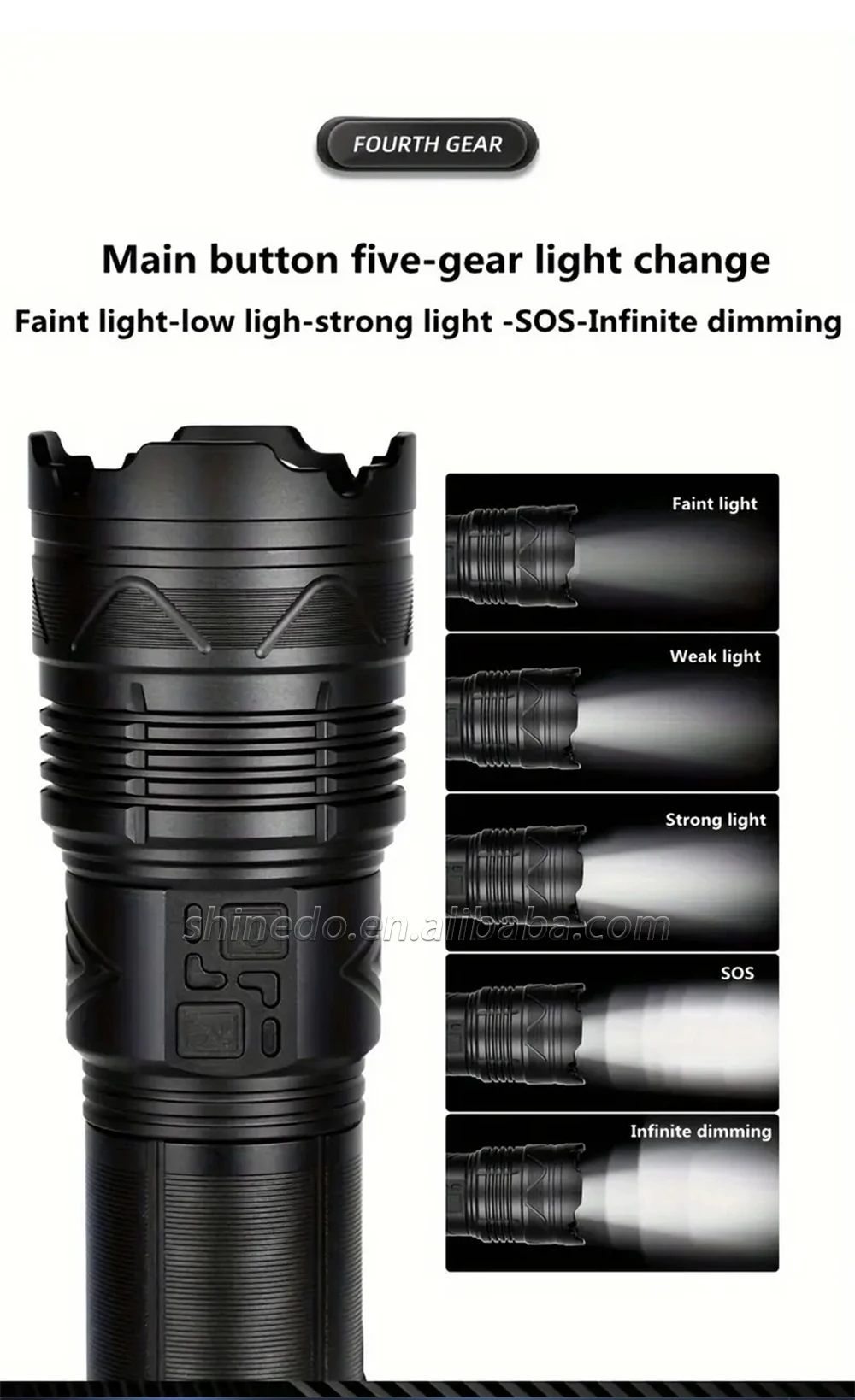High Power Spotlight Long Range LED Flashlight With Power Charging ...