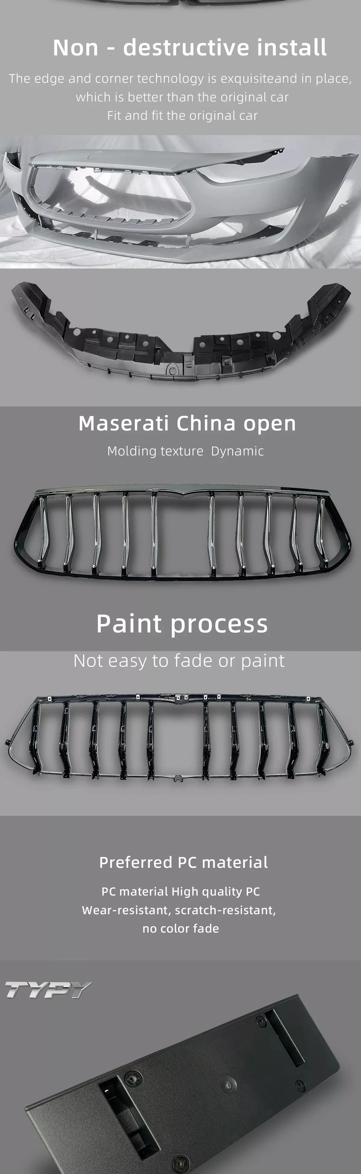 Maserati Ghibli Front Bumper Kit - High-Quality Upgrade