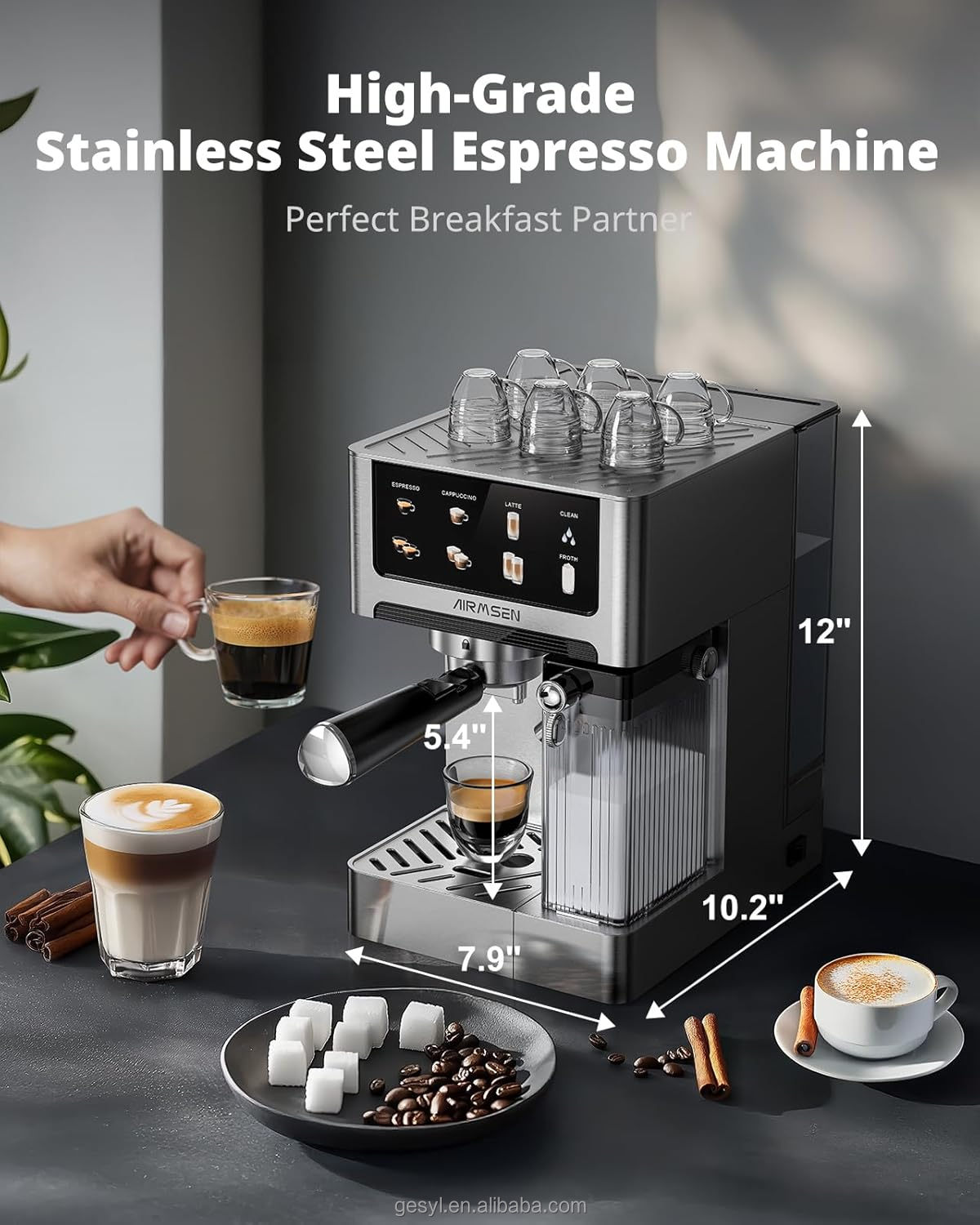 High-End Italian Style Espresso Maker - Commercial & Home Coffee ...