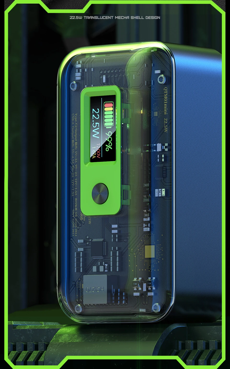 Cyberpunk Led Display Quick Charge Power Bank 10000mah 22.5w Pd Quick ...