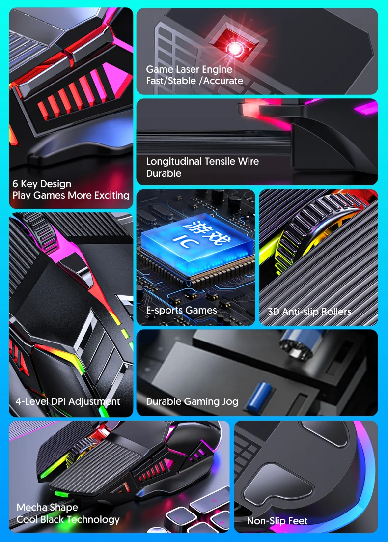 Cheap Price Computer Mouse 6d Light Wired Mute Rbg Mouse Gaming For Pc ...