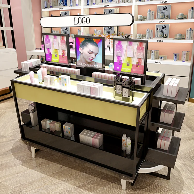 Customized Double-Sided Cosmetics Display Cabinet with Lipstick Mask ...