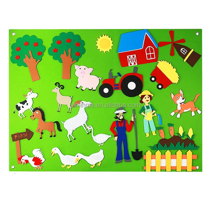 Farm Animals Felt Story Board Set 3.5ft 26pcs Preschool Farmhouse ...
