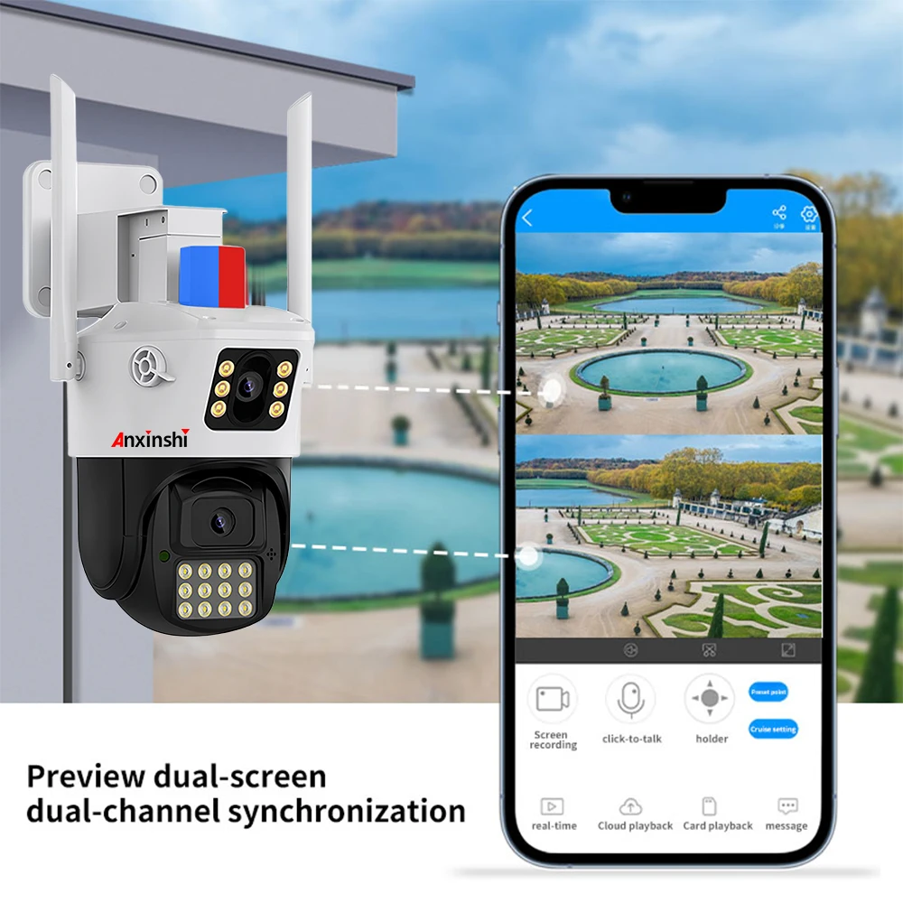 Anxinshi 4K Dual Lens PTZ Camera with Floodlight Night Vision