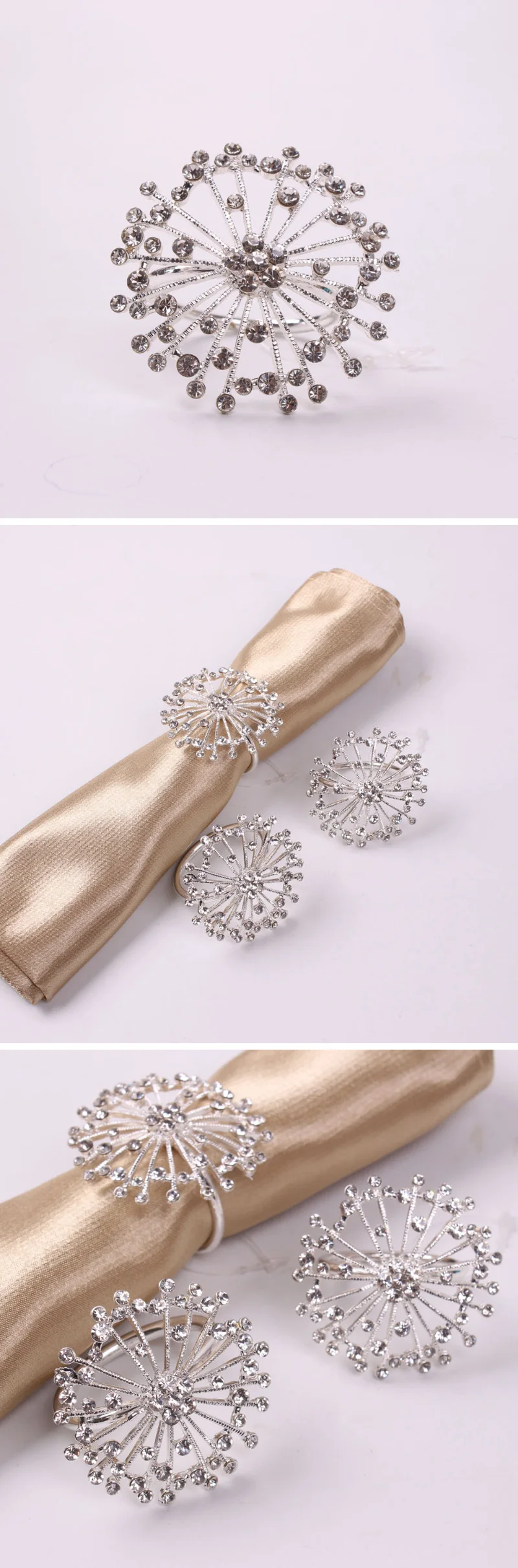 Electroplating with diamonds napkin clasp firework shape napkin ring ...