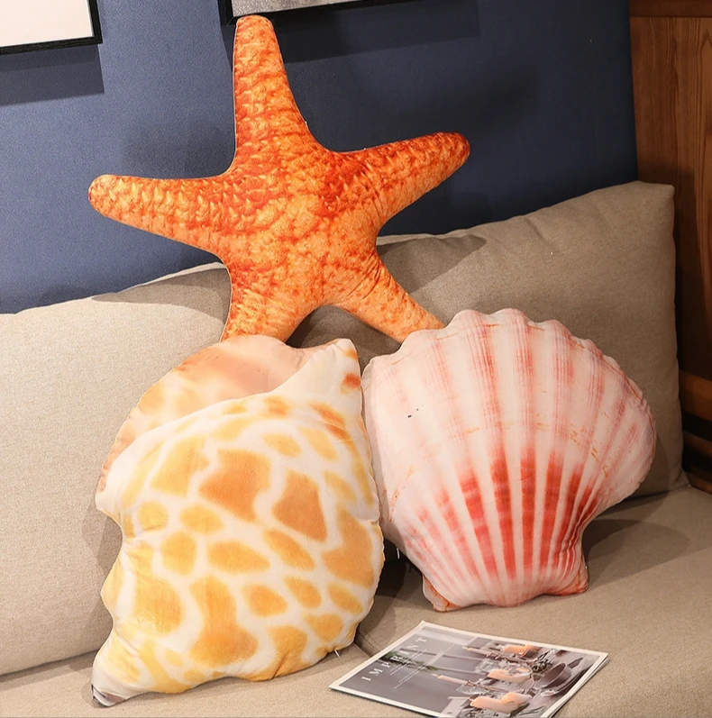 Sea Life Starfish Shell Conch Throw Pillow Abalone oyster Mussel Plush ...