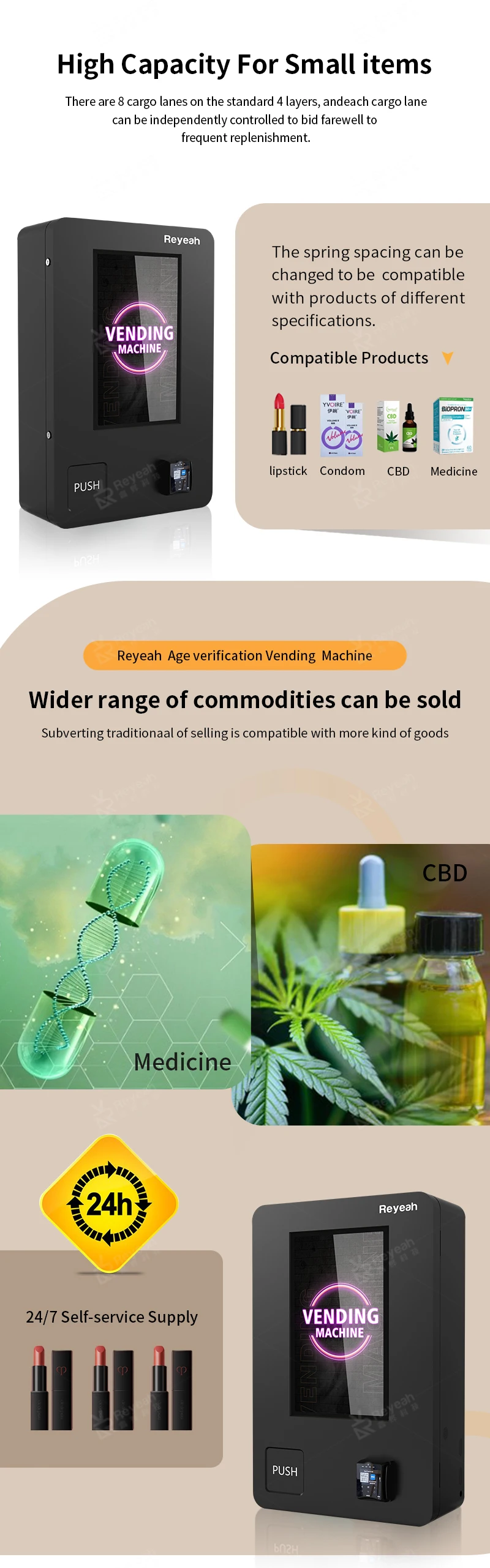 Tabletop Small Vending Machine Mini Vending Machine With LED Light and ...