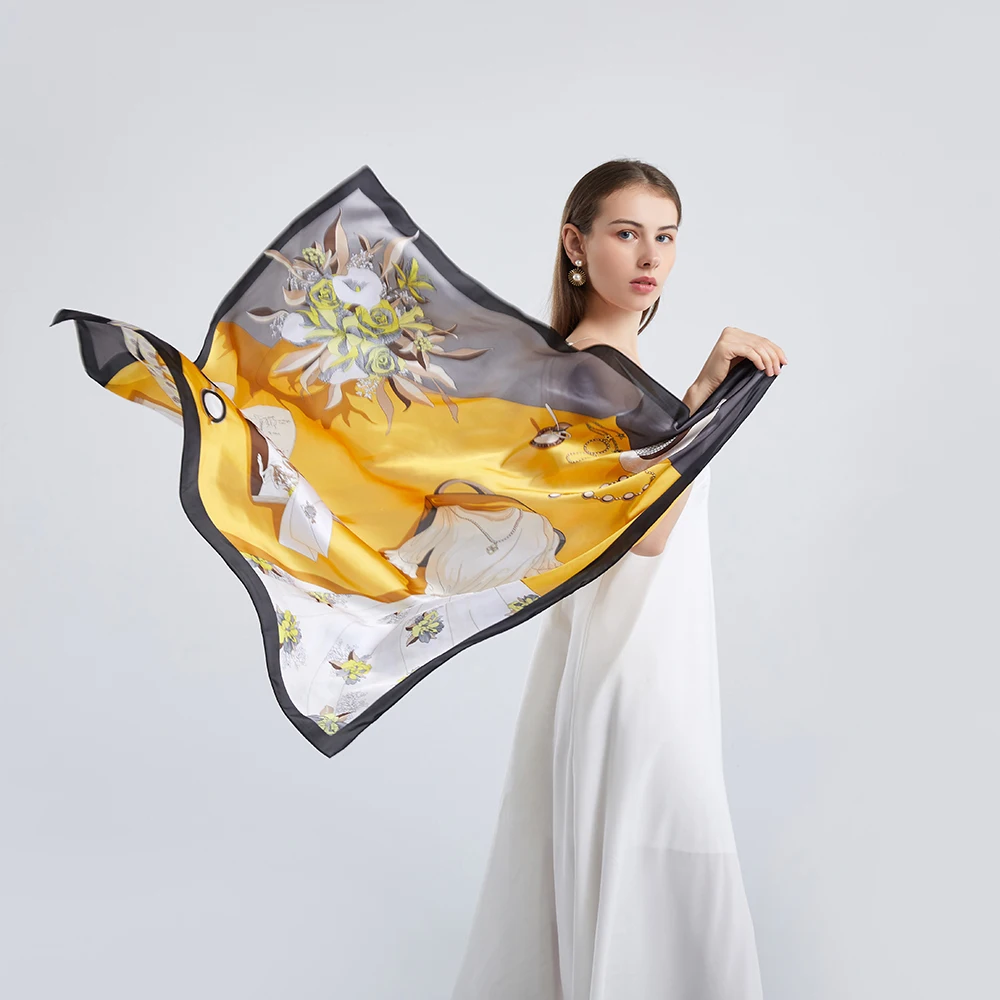 Custom Design Silk Scarf Digital Printing 120*120cm Satin Twill ...