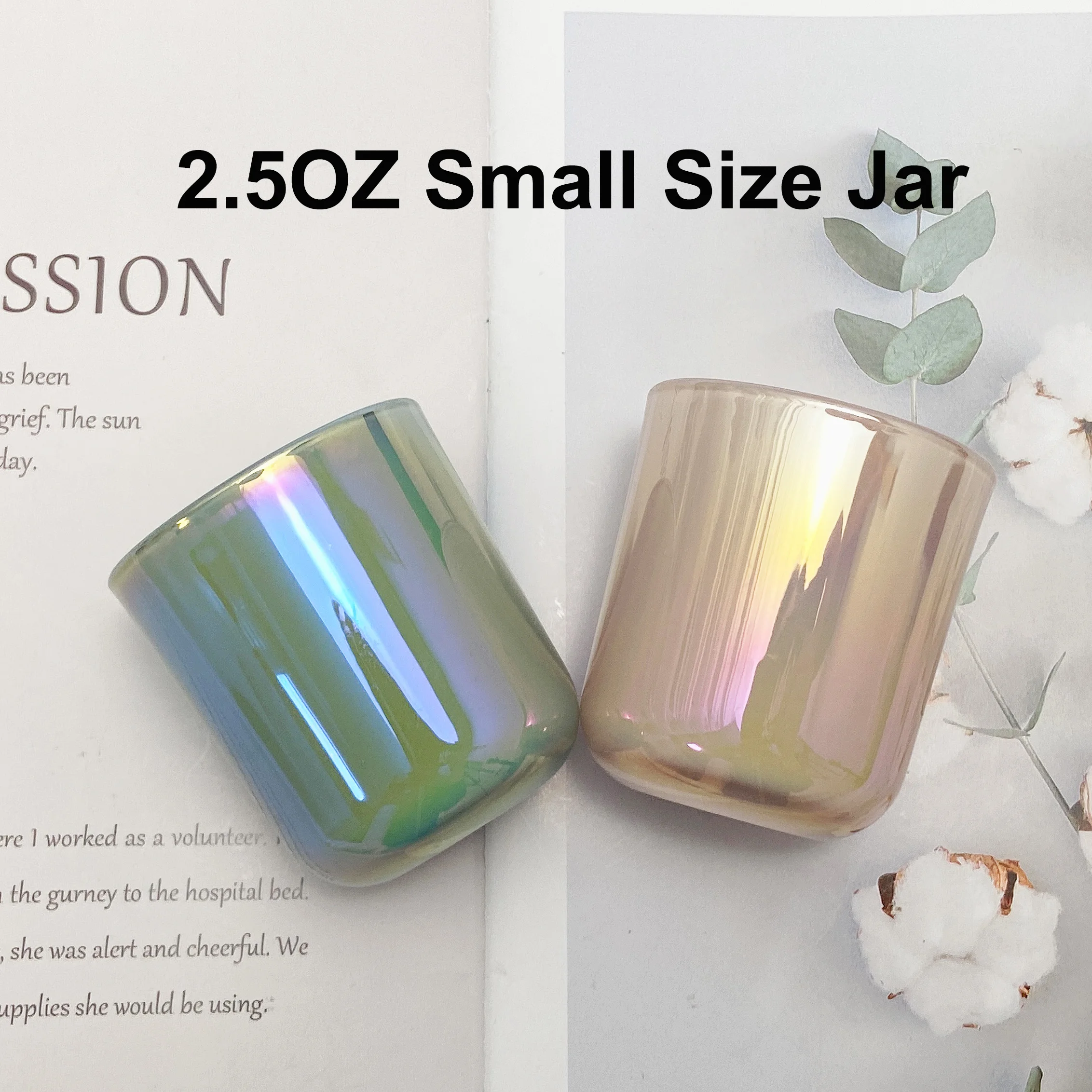 Iridescent Candle Jars - Elegant Blush Sage Mermaid Aura