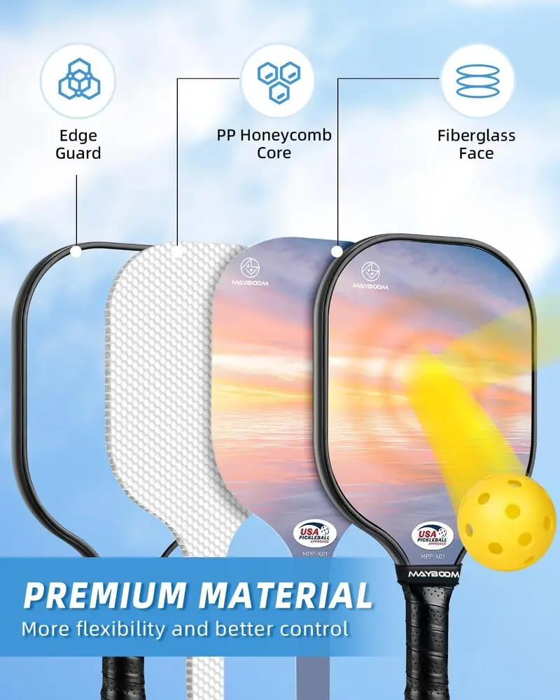 Usapa Standard Fiberglass Pickleball Paddles With High Grit Spin ...