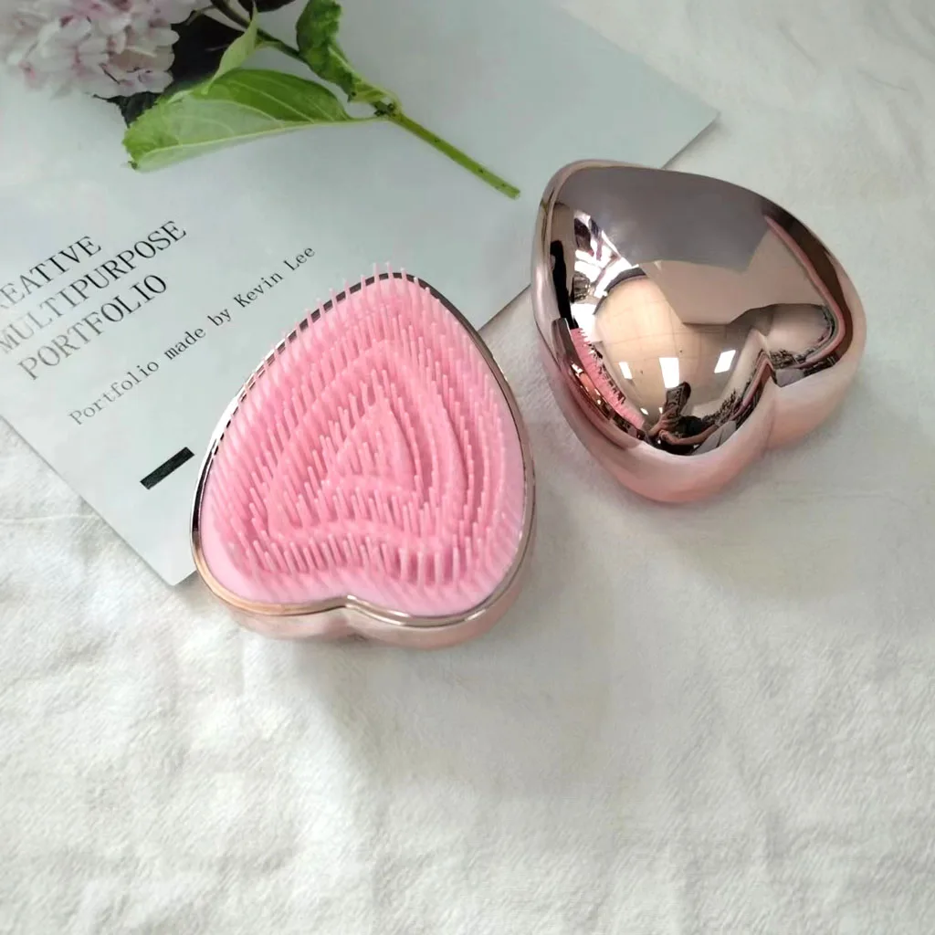 Oem Portable Comb Heart Shaped Brush Electroplatedanti - Knot Straight ...