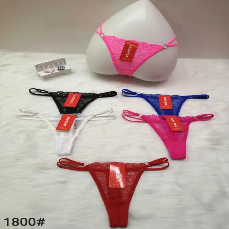 0.54 Dollar Model LFK040 Women Lace Panties Stretch T-back Low Rise Hipster Underwear Thongs And ...