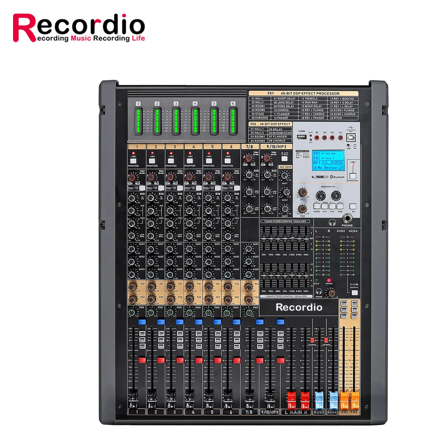 Gax-tfb10 Dual Dsp Effectors Mixer Dual 7 Bands Eq Adjustments Mixing ...