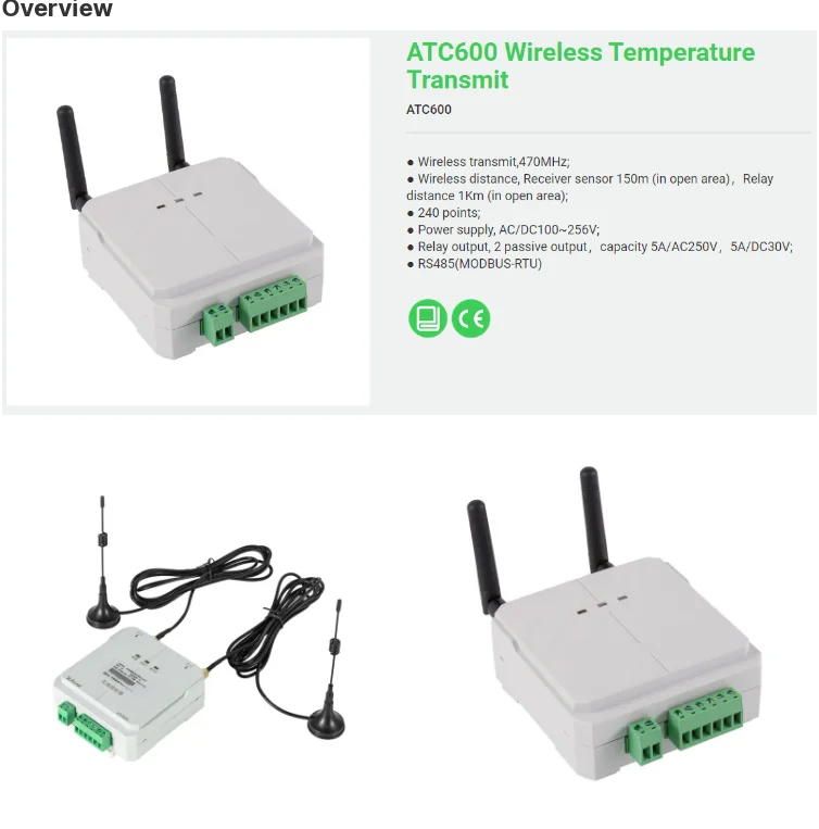 Atc600-c Wireless Temperature Transmit Rs485 For Switchgear/busbar ...