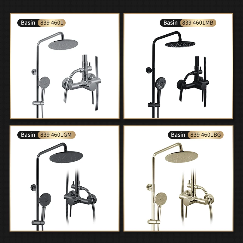 Empolo Classic Brass Hotel Shower Set Bathroom Mixer Faucet Matte Black ...