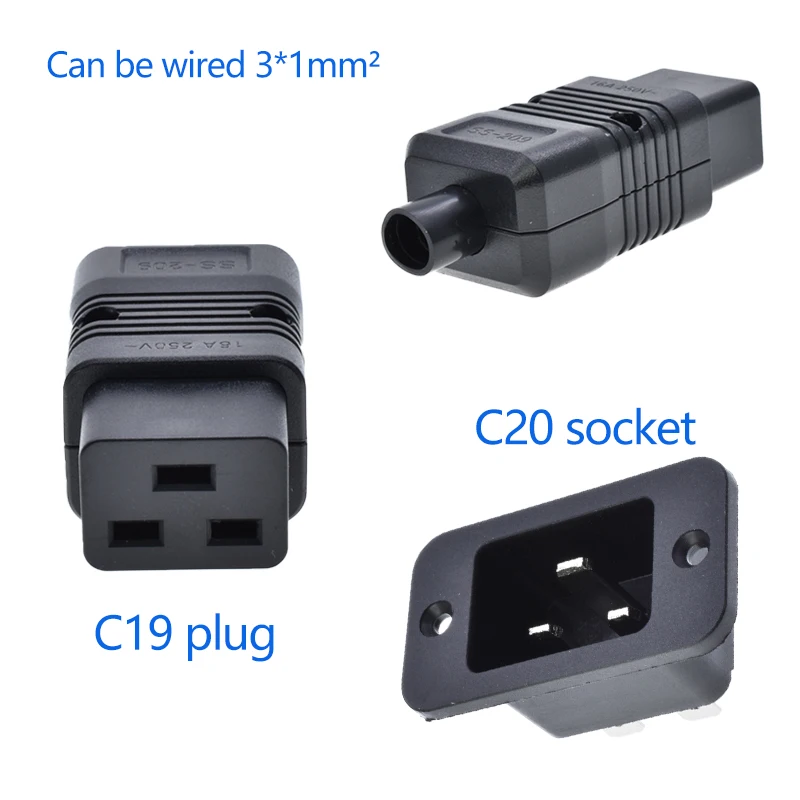 C19母接线插头IEC 320 C20公连接器3针16A 250伏工业可拆卸电源顶部，用于PDU机柜不间断电源服务器| Alibaba.com