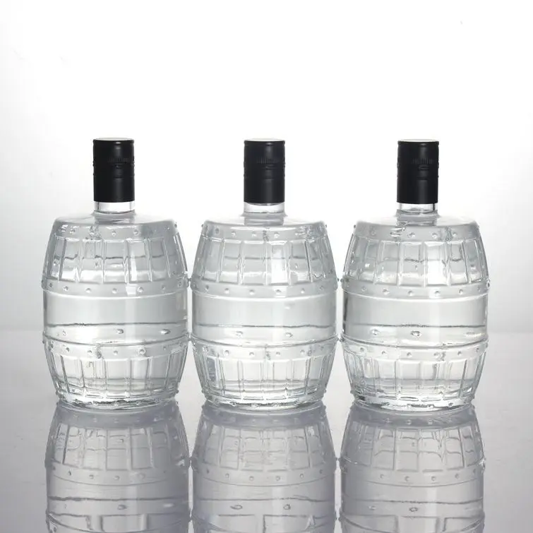 Custom Oak Barrel Shaped Glass Container Bottles 750 Ml 1000 Ml Tequila ...