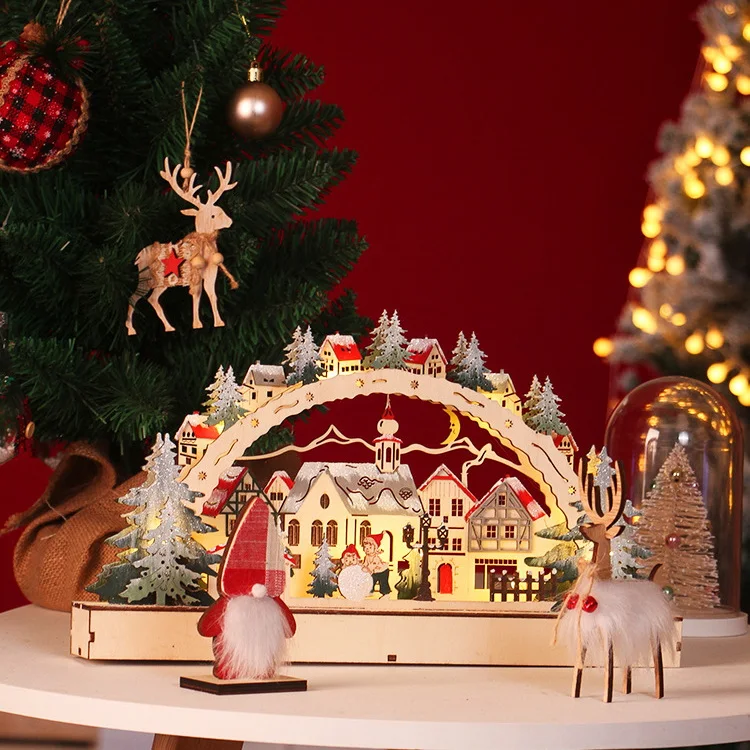 Christmas LED Light Arch - Old Town Winter Laser Cut Scene