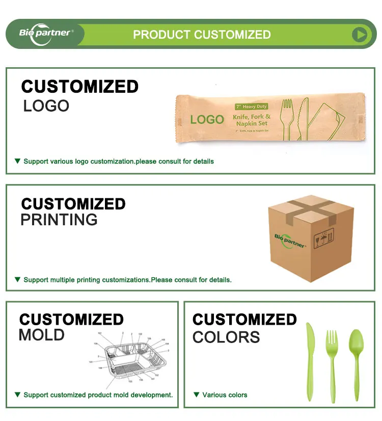 Cornstarch Plastic Flatware Set Disposable Eco-friendly Knife Fork ...