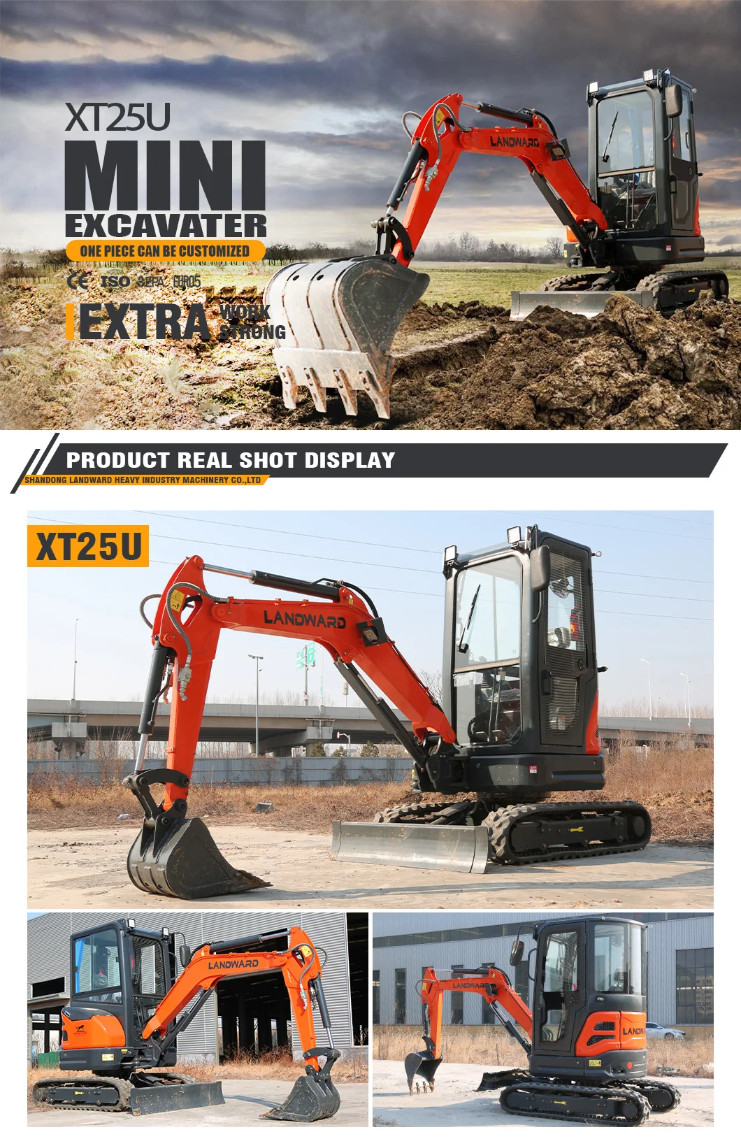 Landward Mini Excavator Crawler Small Diesel Diggers 2.5 Ton Hydraulic ...