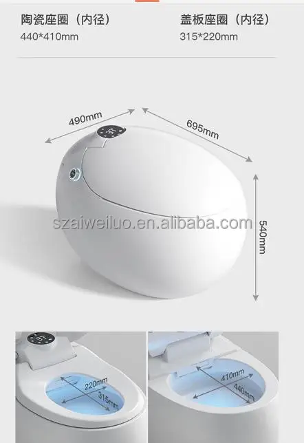 Gray Smart Toilet Floor Electronic Bathroom Wc Toilet Self Clean Auto ...