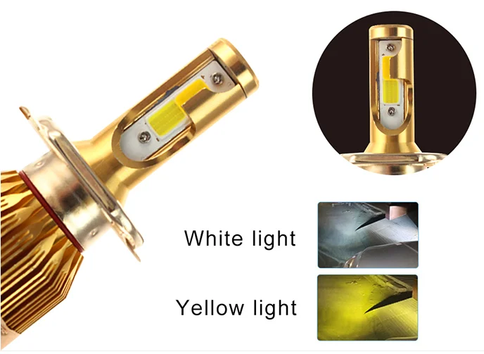 Infitary Dual Color 36w Yellow White C6 H7 Headlight Bulb H1 H3 9005 ...