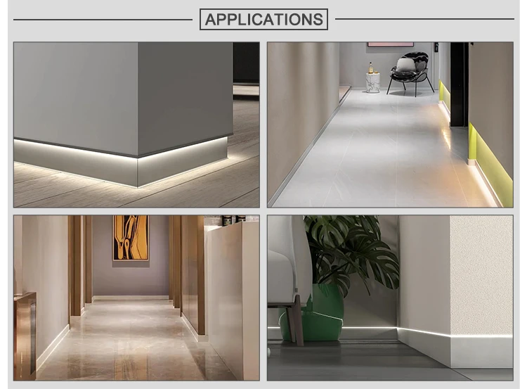 Aluminum Alloy Baseboard Surface Mounted Led Corner Line Hotel Metal ...