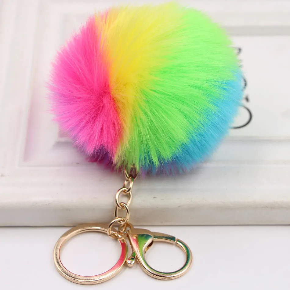 Four-color Colorful Furry Ball Pretty Faux Fur Puff Ball Of Fur Charm ...