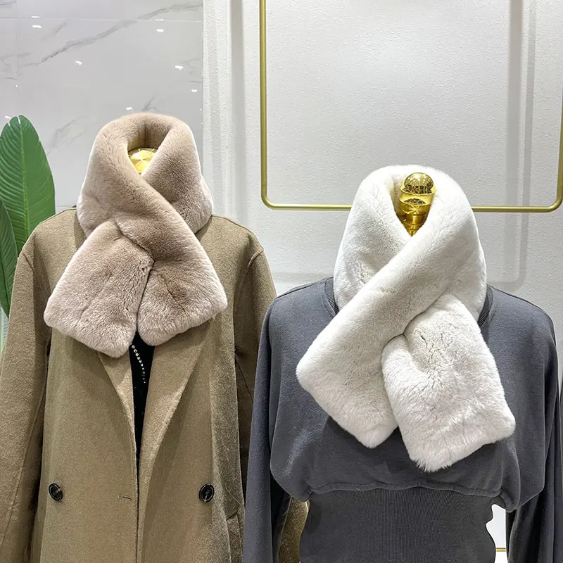 Rex Rabbit Fur Scarf Double-sided Warm Winter Velvet Elegant Adult ...