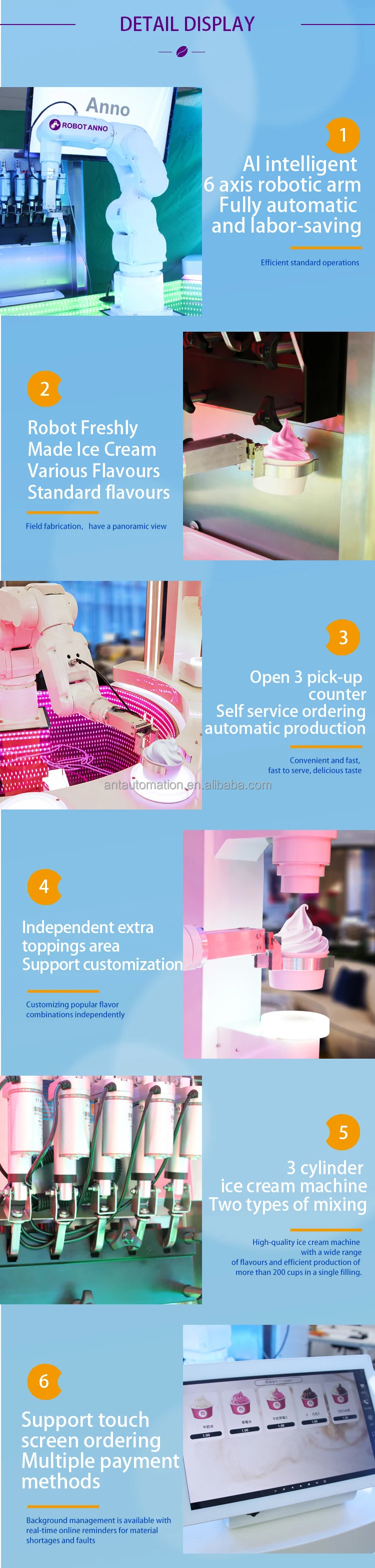 Customize 6 Axis Robot Service Yogurt and Milk Ice Cream Vending ...