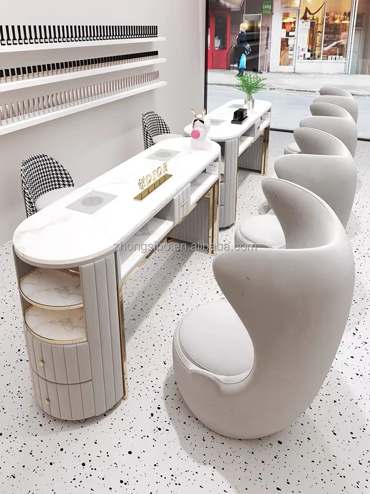 Luxury Stainless Steel Manicure Table for Nail Salons