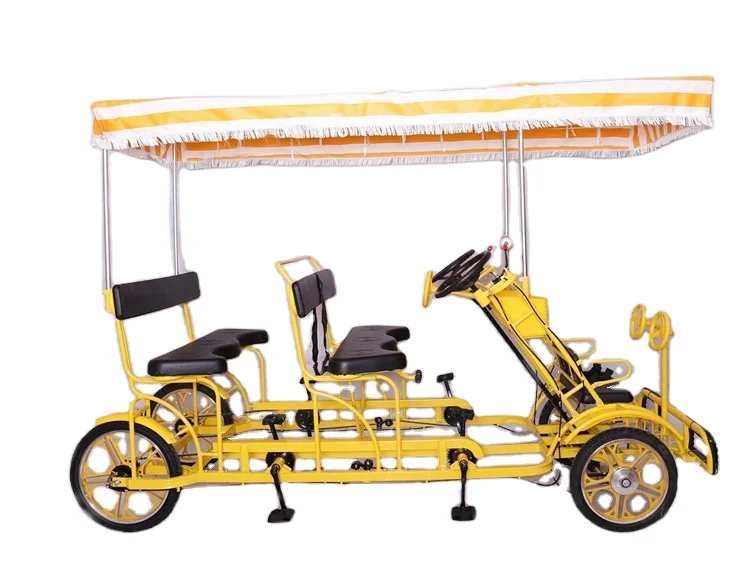 OEM 4 Person Surrey Luxury Pedal Tandem Bike 4 Wheels Seat Tourist ...