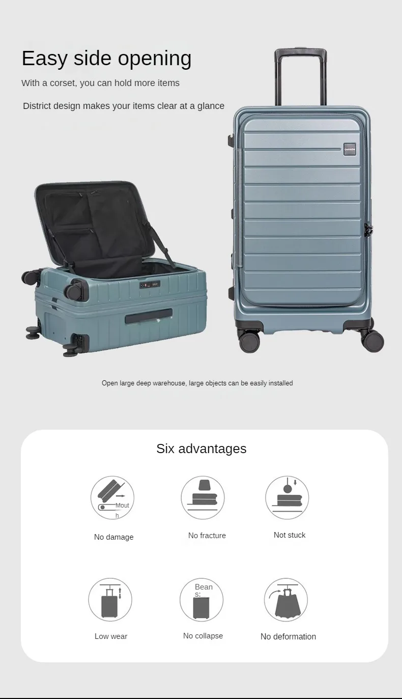 New Arrivals Pc Luggage With Side Pockets 25 29 Inch Side Open Trolley ...
