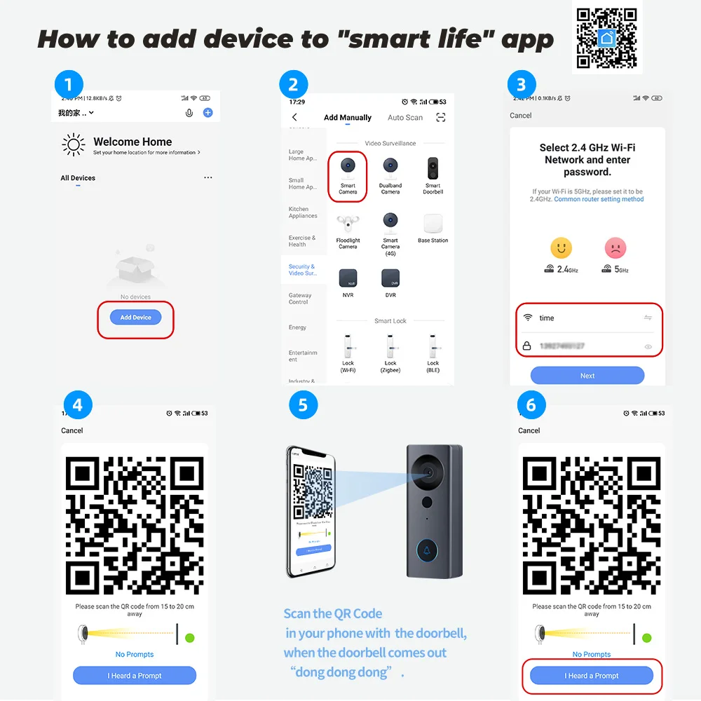Tuya 1080p Hd Video Wifi Ip55 Doorbell With Camera Outdoor Two-way ...
